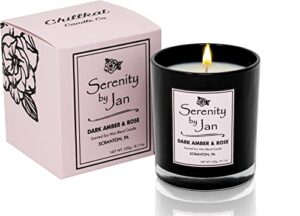 serenity by jan scented candle, dark amber and rose