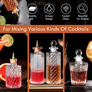 SuproBarware Bitters Bottle 4pcs Glass Dash Bottle Set for Cocktail with Zinc Alloy Dasher Top, Decorative Bottle， for Cocktail and Display (4pcs)