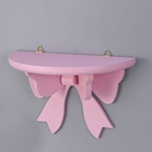 DOITOOL Wooden Floating Shelf Wall Mounted, Nordic Style Butterfly Semicircle Storage Shelf for Wall, Decoration Shelves for Bathroom, Bedroom, Kitchen, Living Room Display (Pink)