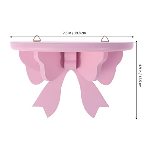 DOITOOL Wooden Floating Shelf Wall Mounted, Nordic Style Butterfly Semicircle Storage Shelf for Wall, Decoration Shelves for Bathroom, Bedroom, Kitchen, Living Room Display (Pink)