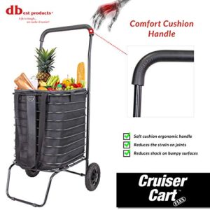 dbest products Cruiser Cart Flex Shopping Bag Cover Grocery Rolling Folding Laundry Basket on Wheels Foldable Utility Trolley Compact Lightweight Collapsible, Black