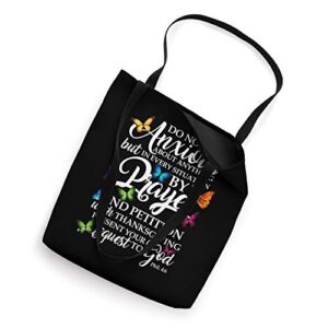 Do Not Be Anxious About Anything Butterfly Art - Religious Tote Bag