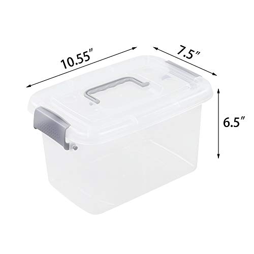 Saedy 5 Quart Latching Box, Great Funtionality Plastic Storage Bin with Lid (6 Packs)