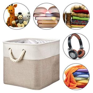 Robuy 3 Pack Storage Cube Bins Collapsible Sturdy cationic Fabric Storage Basket with Cotton Rope Handle For Organizing Shelf Nurery Home Colset 13x13x13 inch