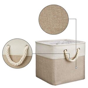 Robuy 3 Pack Storage Cube Bins Collapsible Sturdy cationic Fabric Storage Basket with Cotton Rope Handle For Organizing Shelf Nurery Home Colset 13x13x13 inch