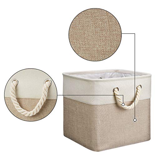 Robuy 3 Pack Storage Cube Bins Collapsible Sturdy cationic Fabric Storage Basket with Cotton Rope Handle For Organizing Shelf Nurery Home Colset 13x13x13 inch