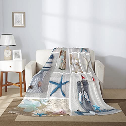 YRIGSUN Throw Blanket Sailboat Lighthouse Plush Blanket and Throws