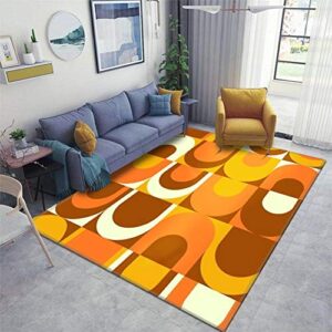 orange retro industrial 70s pattern area rugs non-slip floor mat doormats home runner rug carpet for bedroom indoor outdoor kids play mat nursery throw rugs yoga mat