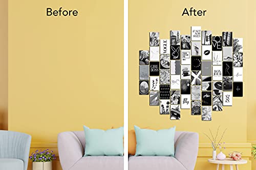 KOLL DECOR Black and White pictures for wall decor - 50 Set 4''x6'' Prints Black and White collage kit Room Collage Decoration Aesthetic Wall Collage Kit for Teen Girls