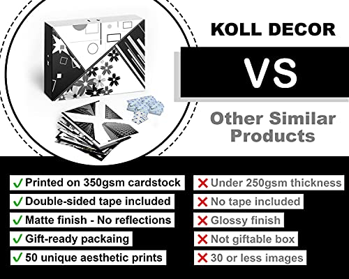 KOLL DECOR Black and White pictures for wall decor - 50 Set 4''x6'' Prints Black and White collage kit Room Collage Decoration Aesthetic Wall Collage Kit for Teen Girls