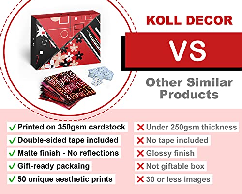 KOLL DECOR Red Aesthetic Room Decor Wall Collage Aesthetic - 50 Set 4''x6'' Prints Neon Dark Red photo Wall Collage Kit Decoration Pictures for Teen Girls Academia Bedroom Posters