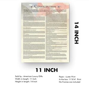 "Constitution of the United States of America"-Patriotic Poster Print -11x14" Wall Decor-Ready To Frame. Ivory Parchment Replica w/Flag. American Decor for Home-Office-School. Knowledge on Display!