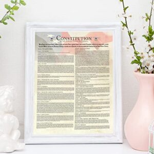 "Constitution of the United States of America"-Patriotic Poster Print -11x14" Wall Decor-Ready To Frame. Ivory Parchment Replica w/Flag. American Decor for Home-Office-School. Knowledge on Display!