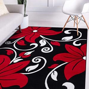 LUXE WEAVERS 9242 Victoria Modern Red Floral Area Rug 8x10, Medium Pile, Stain-Resistant Rug