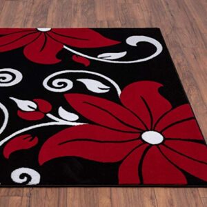 LUXE WEAVERS 9242 Victoria Modern Red Floral Area Rug 8x10, Medium Pile, Stain-Resistant Rug