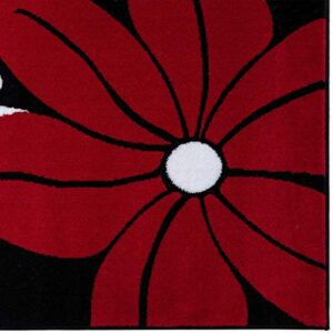 LUXE WEAVERS 9242 Victoria Modern Red Floral Area Rug 8x10, Medium Pile, Stain-Resistant Rug