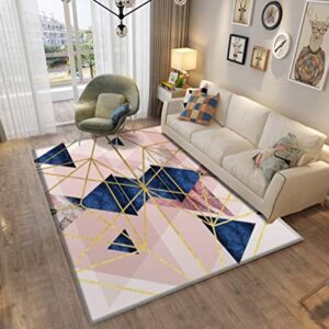 Blush Pink and Navy Geometric Perfection Area Rugs Non-Slip Floor Mat Doormats Home Runner Rug Carpet for Bedroom Indoor Outdoor Kids Play Mat Nursery Throw Rugs Yoga Mat