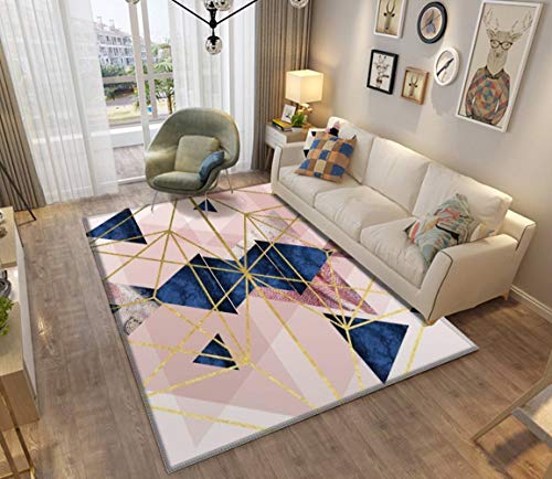 Blush Pink and Navy Geometric Perfection Area Rugs Non-Slip Floor Mat Doormats Home Runner Rug Carpet for Bedroom Indoor Outdoor Kids Play Mat Nursery Throw Rugs Yoga Mat