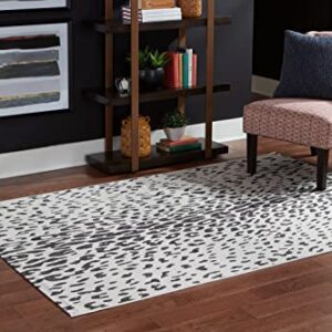 Signature Design by Ashley Samya 8 x 10 Leopard Print Rug, Black & White