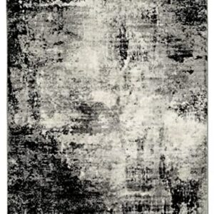 Signature Design by Ashley Zekeman Contemporary 8 x 10 Medium Pile Abstract Design Rug, Black, Cream & Gray