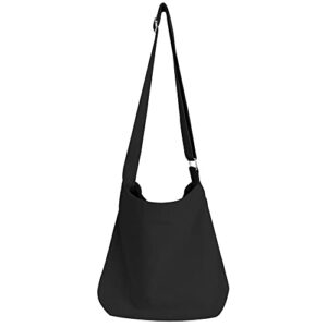 toptie canvas hobo bag simple large size, black casual shoulder tote, sturdy crossbody hobo bag, back to school