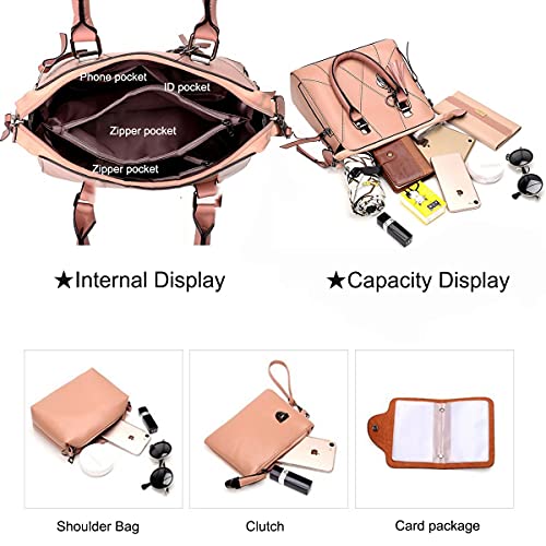 XingChen Handbags for Women Fashion Tote Work Bag Shoulder Bag Top Handle Satchel Purse Set 4pcs(Orange)