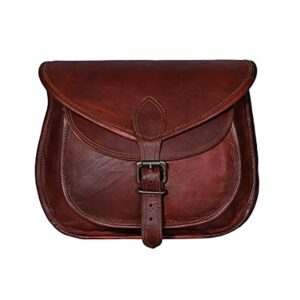 Women 13 Inch Vintage Style Genuine Brown Ladies Tote Travel Purse Leather Crossbody Shoulder Bag Leather Handmade Purse (Tan Brown)