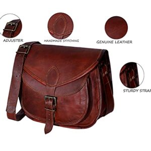 Women 13 Inch Vintage Style Genuine Brown Ladies Tote Travel Purse Leather Crossbody Shoulder Bag Leather Handmade Purse (Tan Brown)