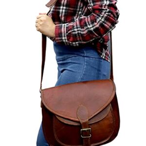 Women 13 Inch Vintage Style Genuine Brown Ladies Tote Travel Purse Leather Crossbody Shoulder Bag Leather Handmade Purse (Tan Brown)