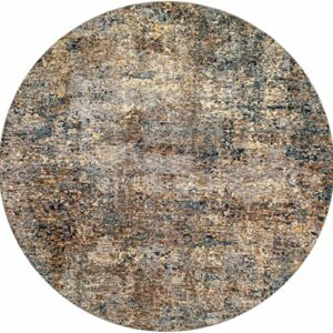 Hauteloom Gorokan Contemporary Abstract Living Room Bedroom Dining Room Area Rug - Modern Distressed Bohemian Carpet - Brown, Cream, Beige, Brown, Gray - 7'10" Round