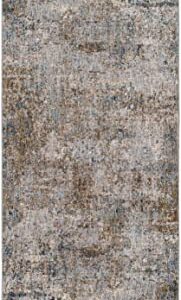 Hauteloom Gorokan Contemporary Abstract Living Room Bedroom Dining Room Area Rug - Modern Distressed Bohemian Carpet - Brown, Cream, Beige, Brown, Gray - 7'10" Round