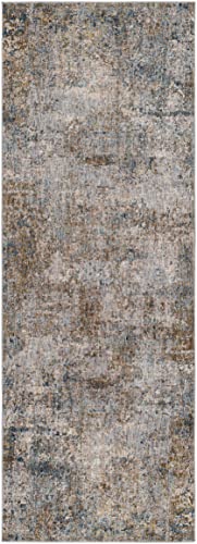 Hauteloom Gorokan Contemporary Abstract Living Room Bedroom Dining Room Area Rug - Modern Distressed Bohemian Carpet - Brown, Cream, Beige, Brown, Gray - 7'10" Round