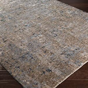 Hauteloom Gorokan Contemporary Abstract Living Room Bedroom Dining Room Area Rug - Modern Distressed Bohemian Carpet - Brown, Cream, Beige, Brown, Gray - 7'10" Round