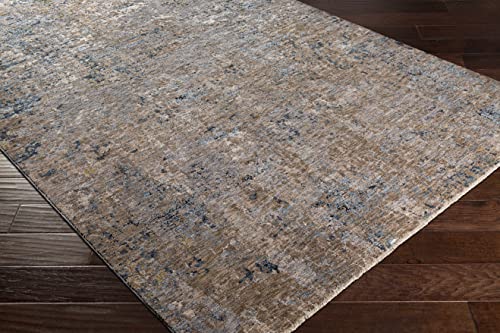 Hauteloom Gorokan Contemporary Abstract Living Room Bedroom Dining Room Area Rug - Modern Distressed Bohemian Carpet - Brown, Cream, Beige, Brown, Gray - 7'10" Round