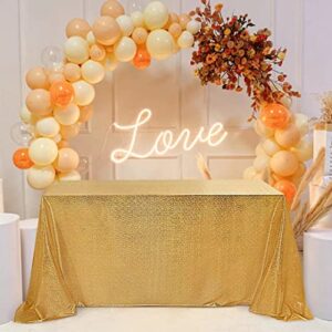 fitable gold sequin tablecloth for parties 60×84 inch – sparkle glitter table cloth laser rectangle table cover overlay for wedding baby shower ceremony birthday cake table holiday banquet decoration