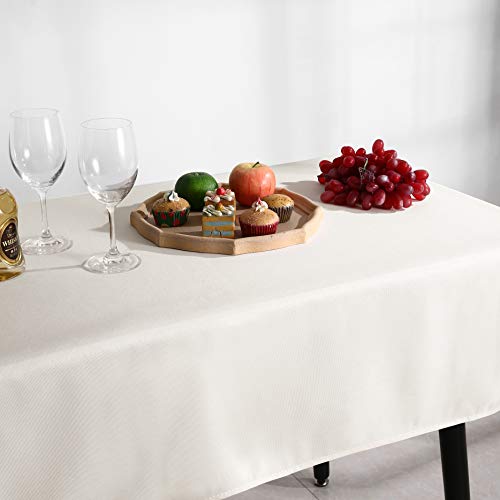 RUIBAO HOME Beige Cream(Light Yellow) Rectangle Tablecloth Spill and Waterproof Wrinkle Washable Polyester Tablecloth for Dining Table Kitchen, 60 x 85 Inches（60 x 85 in， Cream）