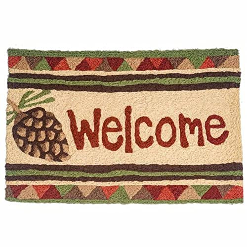 Pine Cone Welcome Machine Washable 20" x 30" Jellybean Accent Rug