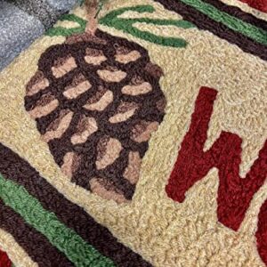 Pine Cone Welcome Machine Washable 20" x 30" Jellybean Accent Rug