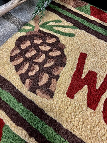 Pine Cone Welcome Machine Washable 20" x 30" Jellybean Accent Rug