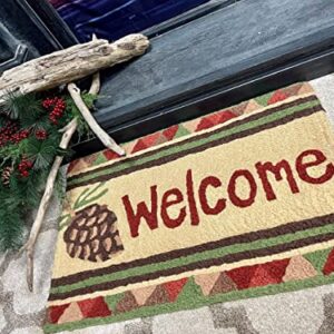 Pine Cone Welcome Machine Washable 20" x 30" Jellybean Accent Rug