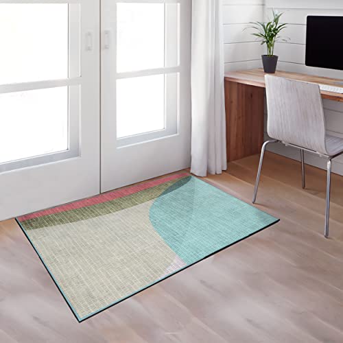 My Magic Carpet Washable Rug - Non-Slip, Stain Resistant, Waterproof, Foldable - 1 Piece Accent Living Room & Bedroom Area Rug - Pet & Kid Friendly (Cove Green, 3X5 ft)