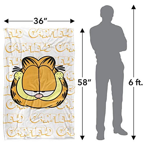 Garfield Blanket, 36"x58", Name Repeat Silky Touch Sherpa Back Super Soft Throw