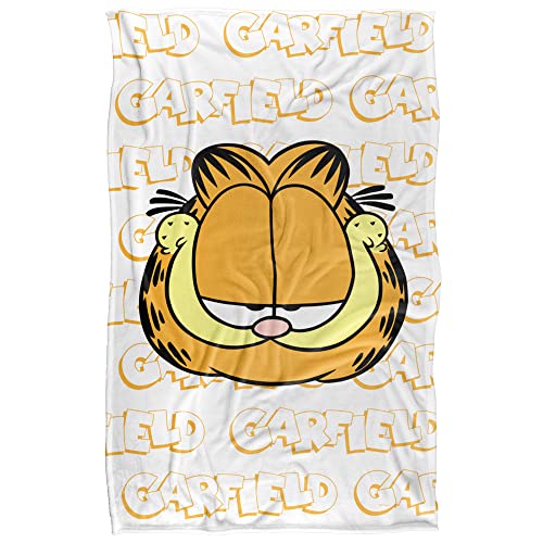 Garfield Blanket, 36"x58", Name Repeat Silky Touch Sherpa Back Super Soft Throw