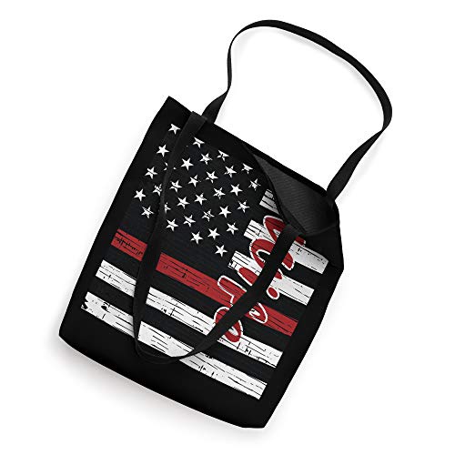 Wife USA Flag Black Thin Red Line Firefighter Fireman Tote Bag