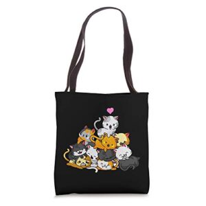 cat cute kitty pile cats anime kawaii neko gift women girls tote bag