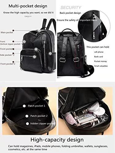 Women Backpack Purse PU Leather Shoulder Bag Travel Bag Handbag Casual Fashion Multifunctional Design Satchel Bag Anti-theft