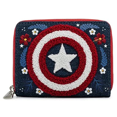 Loungefly x Marvel Captain America 80th Anniversary Floral Shield Zip-Around Wallet