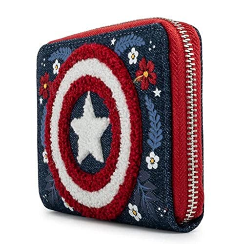 Loungefly x Marvel Captain America 80th Anniversary Floral Shield Zip-Around Wallet