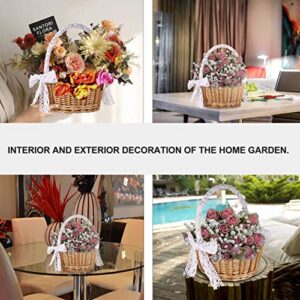 Hemoton Wicker Rattan Flower Basket Willow Handwoven Flower Girl Baskets for Farmhouse Wedding Table Centerpiece Rustic Courtyard Indoor Decor 28x20cm