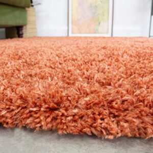 Terracotta Thick Shaggy Rug Orange Plush Affordable Super Soft Fluffy Shag Rugs Living Room Area Bedroom 5'3" x 7'6"